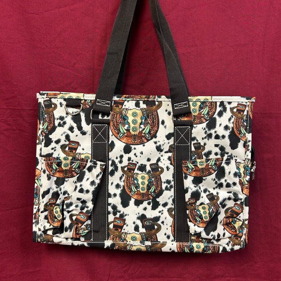 Ngil | Bags | Cow Print Tote Bag With Western Design | Poshmark